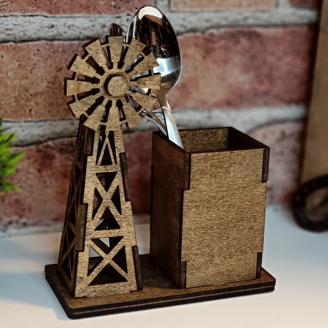 Modern Farmhouse Kitchen - Windmill Decor - Utensil Holder Kitchen ...