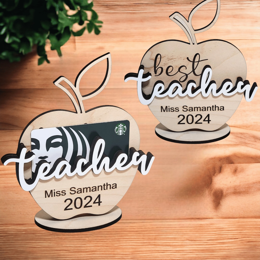 Personalized Teacher Apple Gift Card Holders Student Gift for Teacher ...