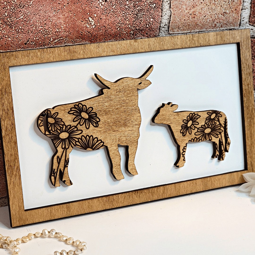 Personalized Cow Daddy & Me Sign Bull and Baby Cow Sign Baby Shower ...