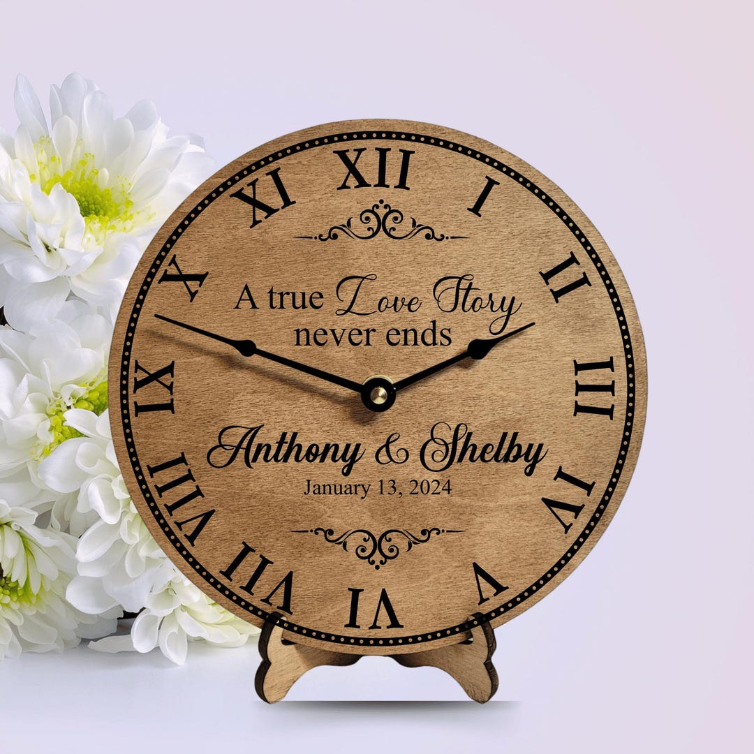 Personalized Wedding Clock Custom Wedding Gift True Love Story Wedding ...