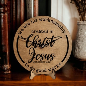 Christian Wall Art - Bible Verse Clock - Created in Christ Jesus ...