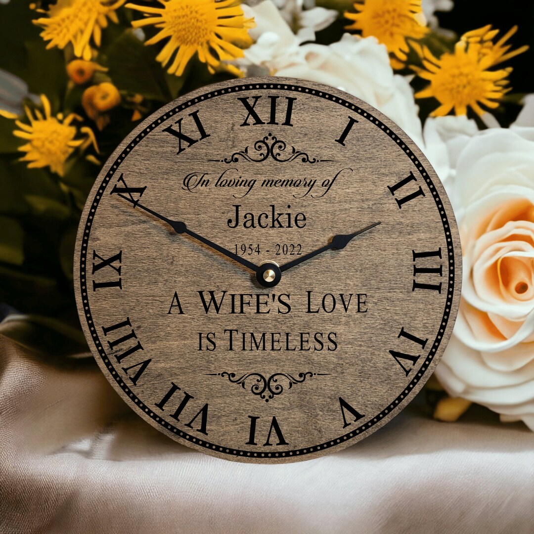 Memorial Clock Loss of Wife, Memorial Gift, Sympathy Gift for Husband, Personalized Gift Death ...