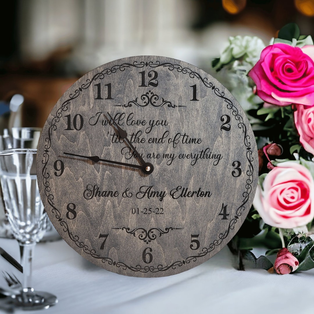 Personalized Wedding Clock, Custom Wood Anniversary Gifts, Wedding Gift ...