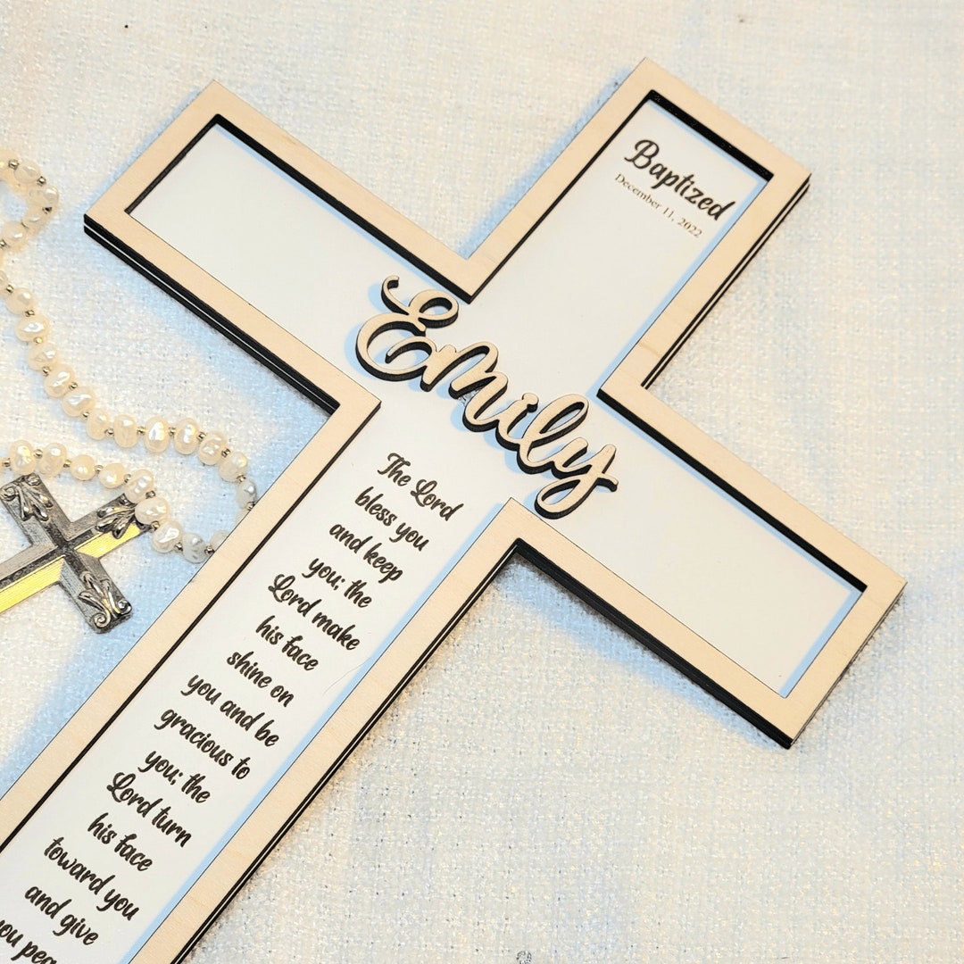 Personalized Baptism Cross - Christening Gift for Kids - Custom Baptism ...