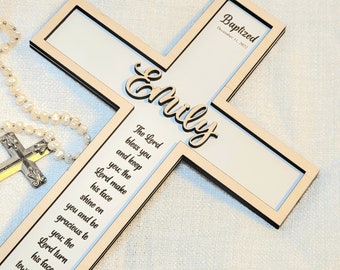 Personalized Baptism Cross Custom Borderless Baptism Gift Christening ...