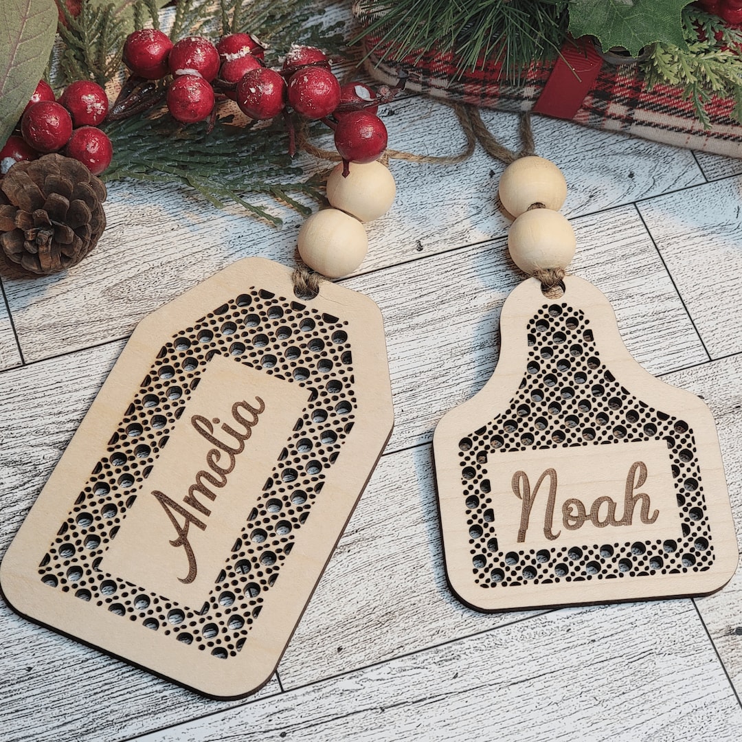Retro Gift Name Tags Personalized Christmas Gift Tag Unique Name Tag ...