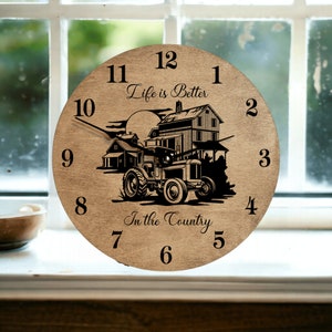 Rustic Farm Clock - Wood Family Clock - Tractor & Farm House ...