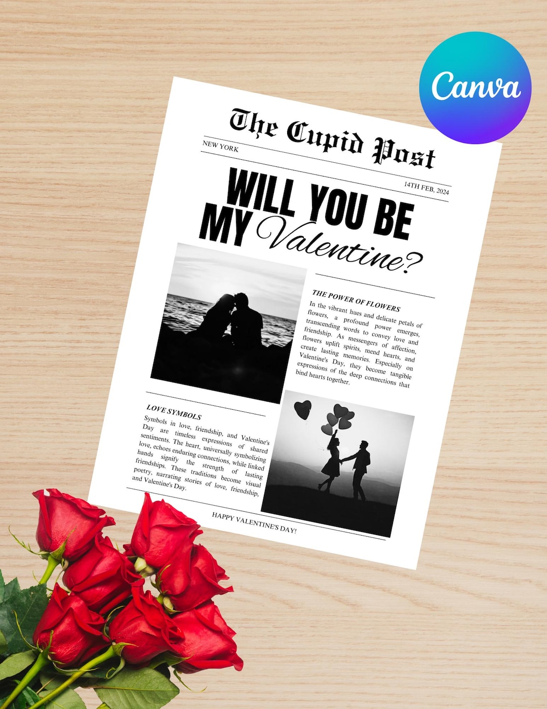 Valentine's Day Cupid Newsletter Proposal - Editable on Canva - Etsy