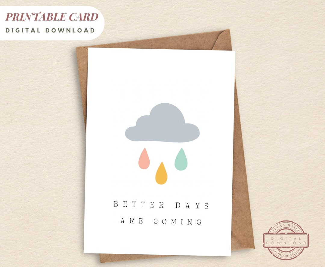 Better Days Card | Rainbow Raindrops, Cheer up (digital Download) - Etsy