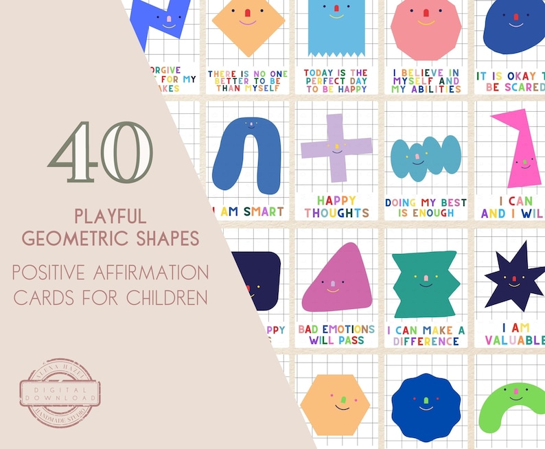 Printable Positive Affirmation Cards | Fun Shapes, Kids Self Care ...