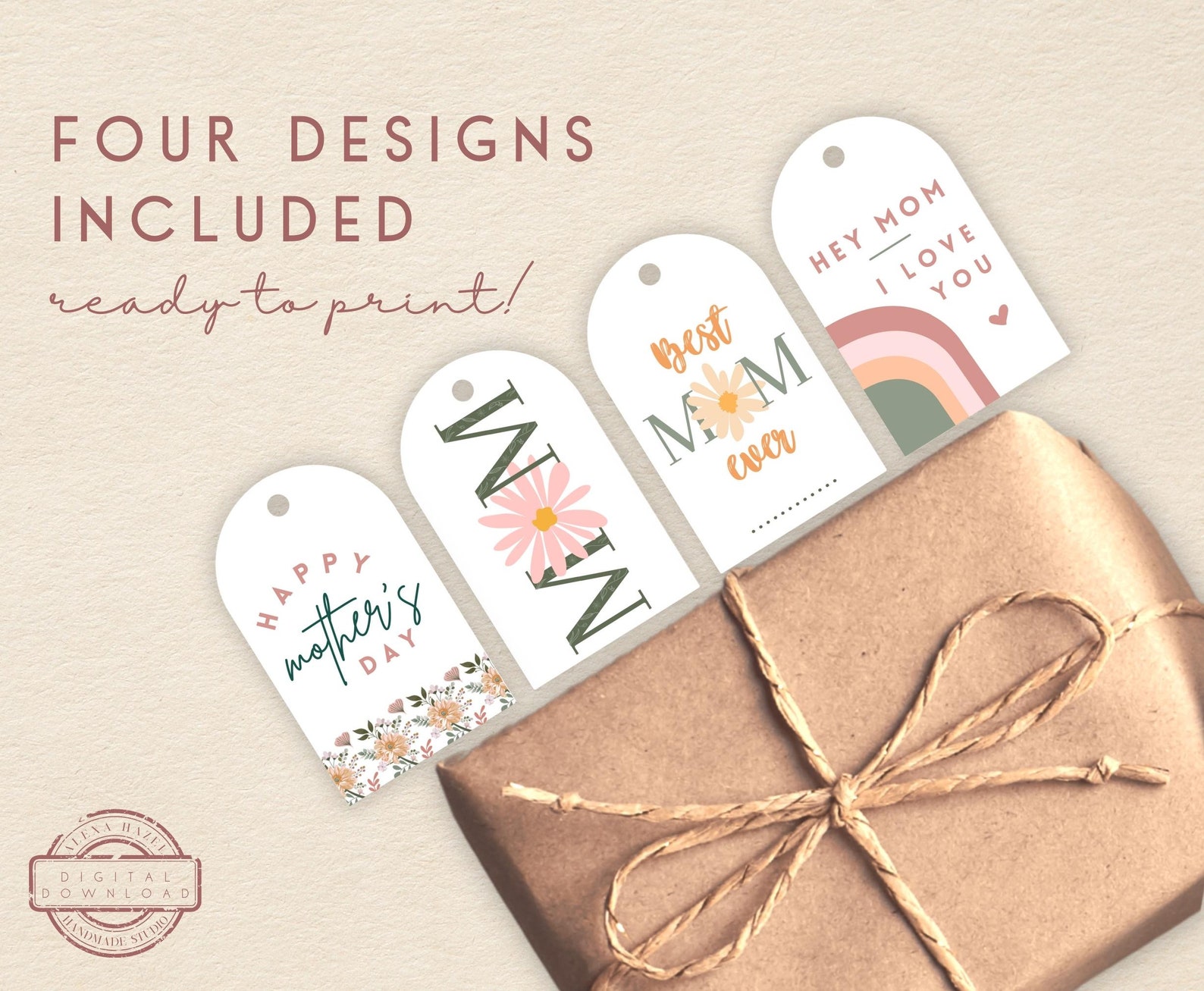 PRINTABLE Mother's Day Gift Tags | 4 Styles | Mothers Day Spring Floral ...