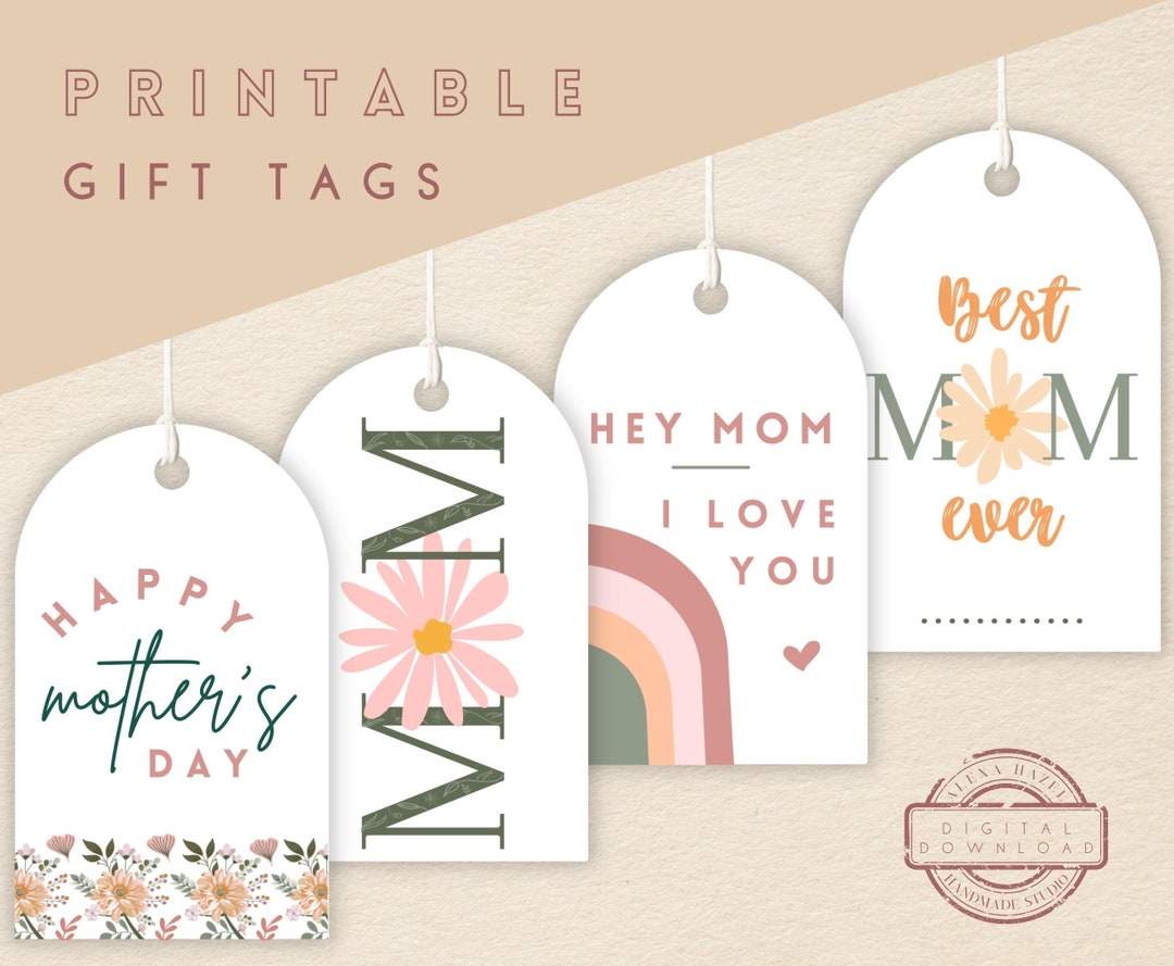 Spring Floral Mother's Day Gift Tags | Printable Mom Tags (digital ...