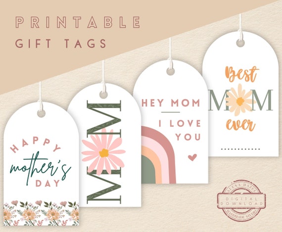 PRINTABLE Mother's Day Gift Tags 4 Styles Mothers Day - Etsy