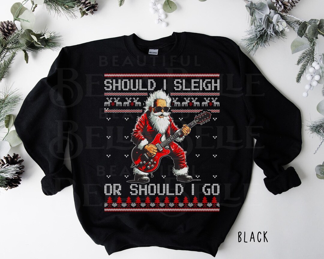 Punk Rocker Santa Sweatshirt Rock N Roll Christmas Sweatshirt Heavy ...
