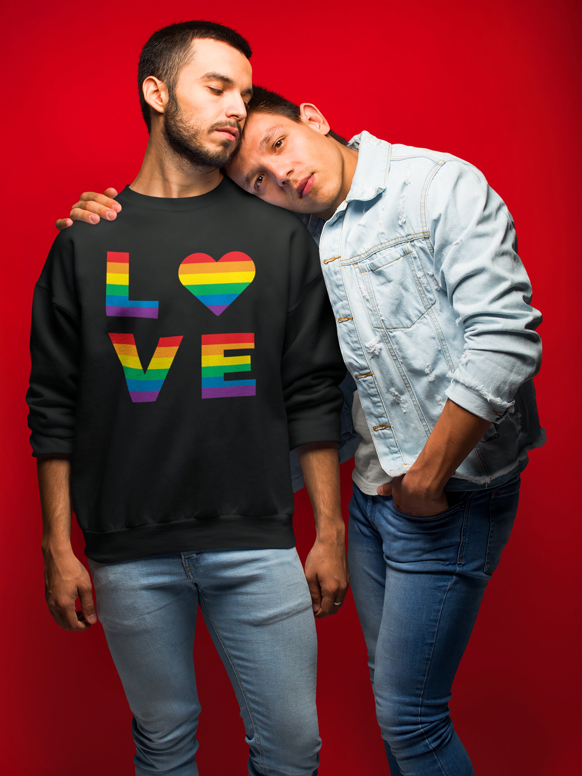 Love Is Love Gay Pride Sweatshirt Rainbow Flag Heart Lgbt Etsy