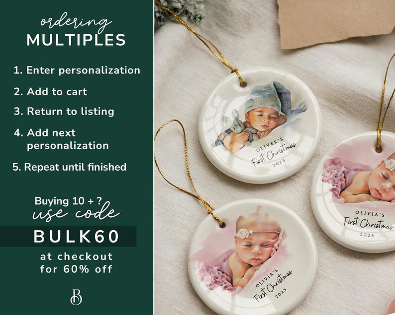 Personalized Baby’s First Christmas Photo Ornament 2025 Newborn ...