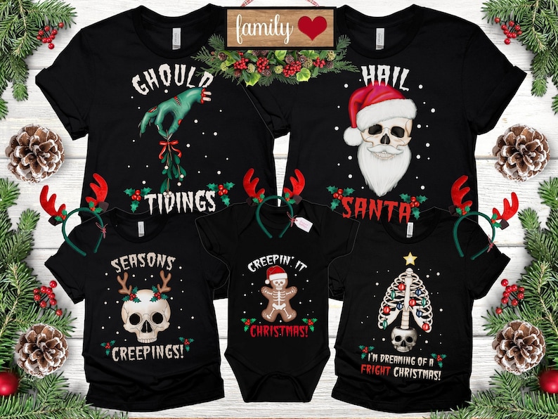 Goth Family Christmas Shirts Spooky Christmas Matching Shirts Creepy ...