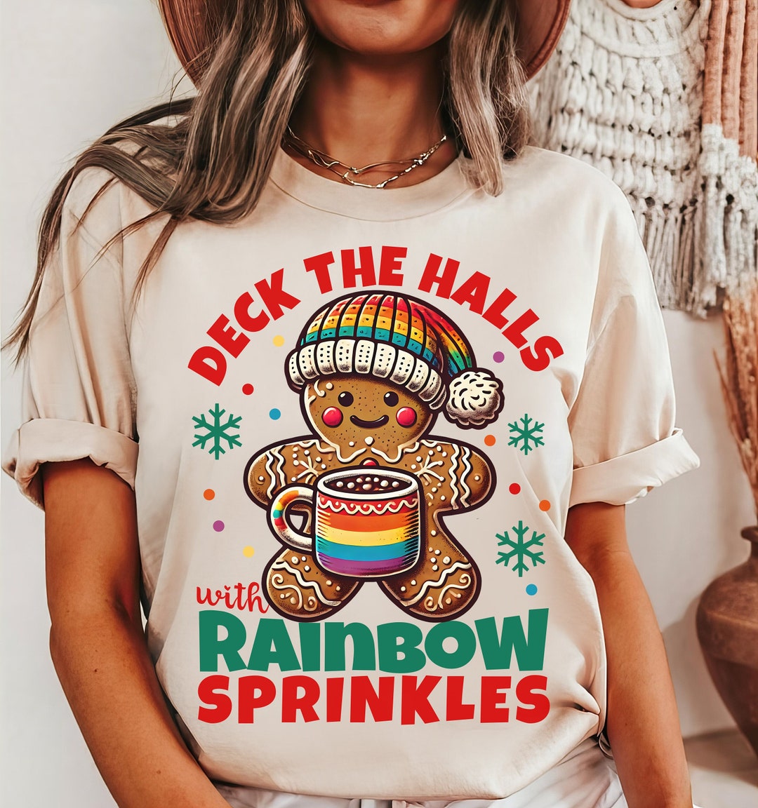 LGBTQ Christmas Shirt Rainbow Pride Christmas Shirt Gingerbread Shirt ...