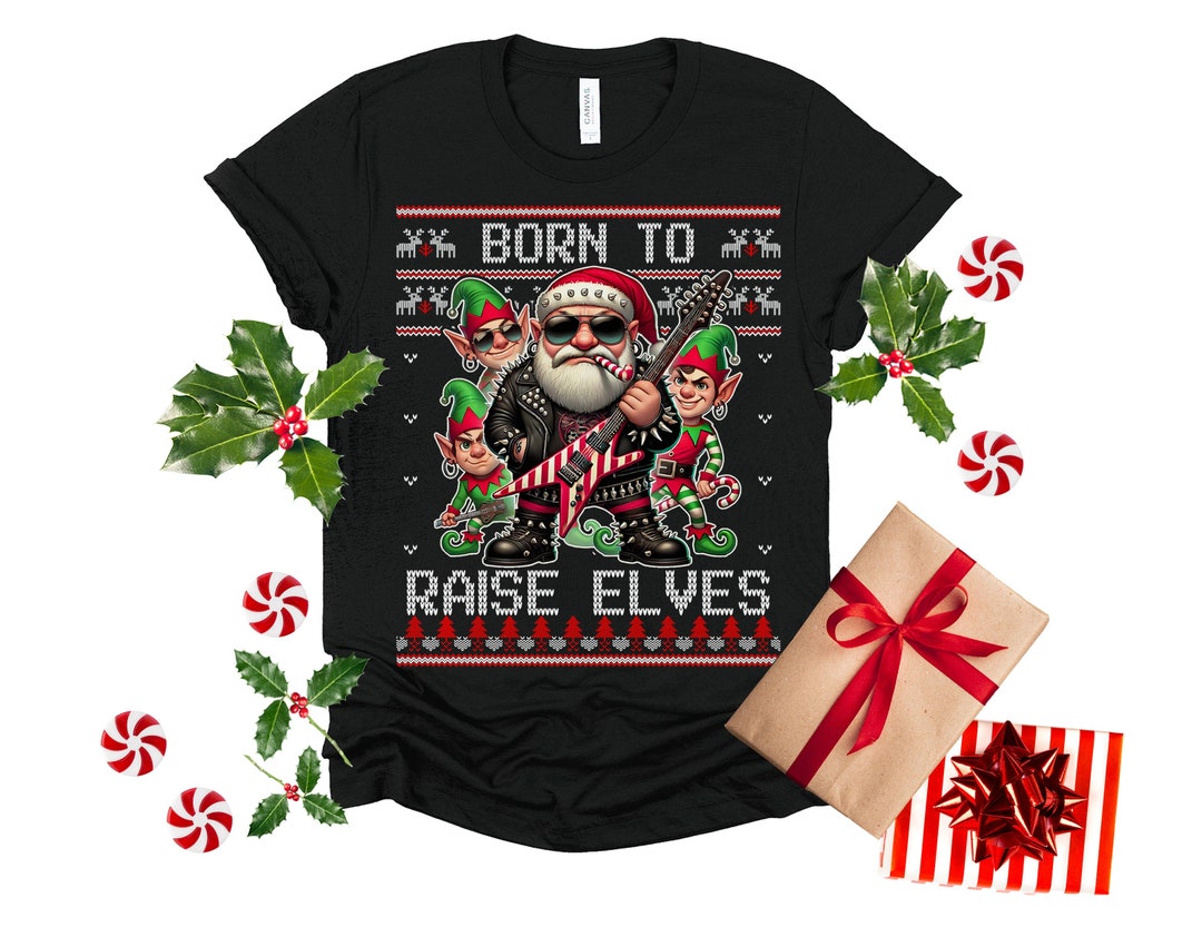 Punk Rocker Christmas Shirt Ugly Christmas Sweater Men Funny Santa ...