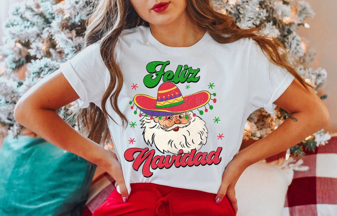 Feliz Navidad Shirt Retro Santa Claus Shirt Funny Christmas Shirts ...