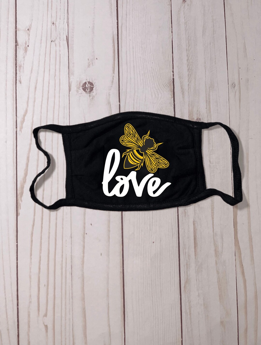 Bee Mask Bee Love Black Face Mask Bee Love Face Covering - Etsy