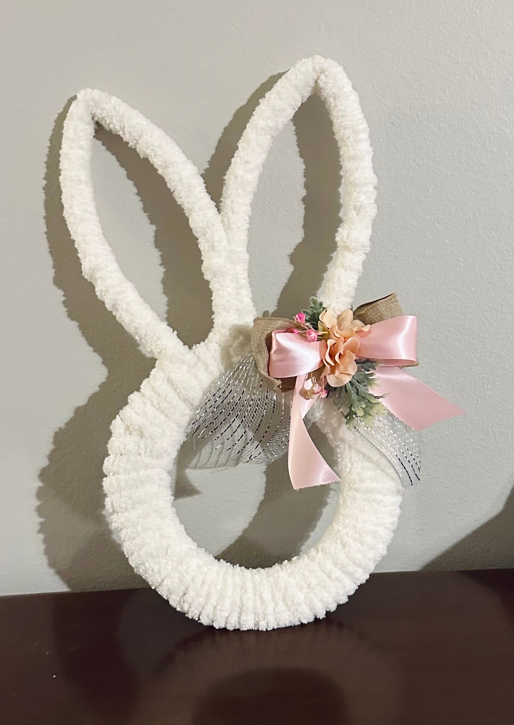 Bunny Wreath, Easter Bunny Decor, Bunny Head Wreath, Farmhouse Bunny ...