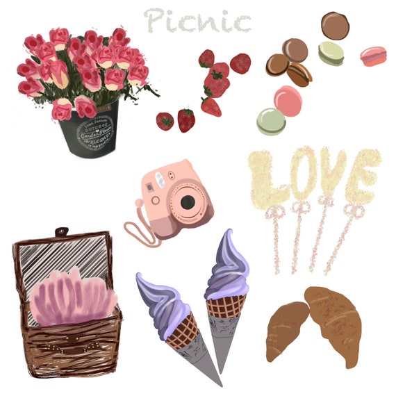 INSTANT DOWNLOAD Picnic Ice Cream Picnic Bag Macaroons - Etsy