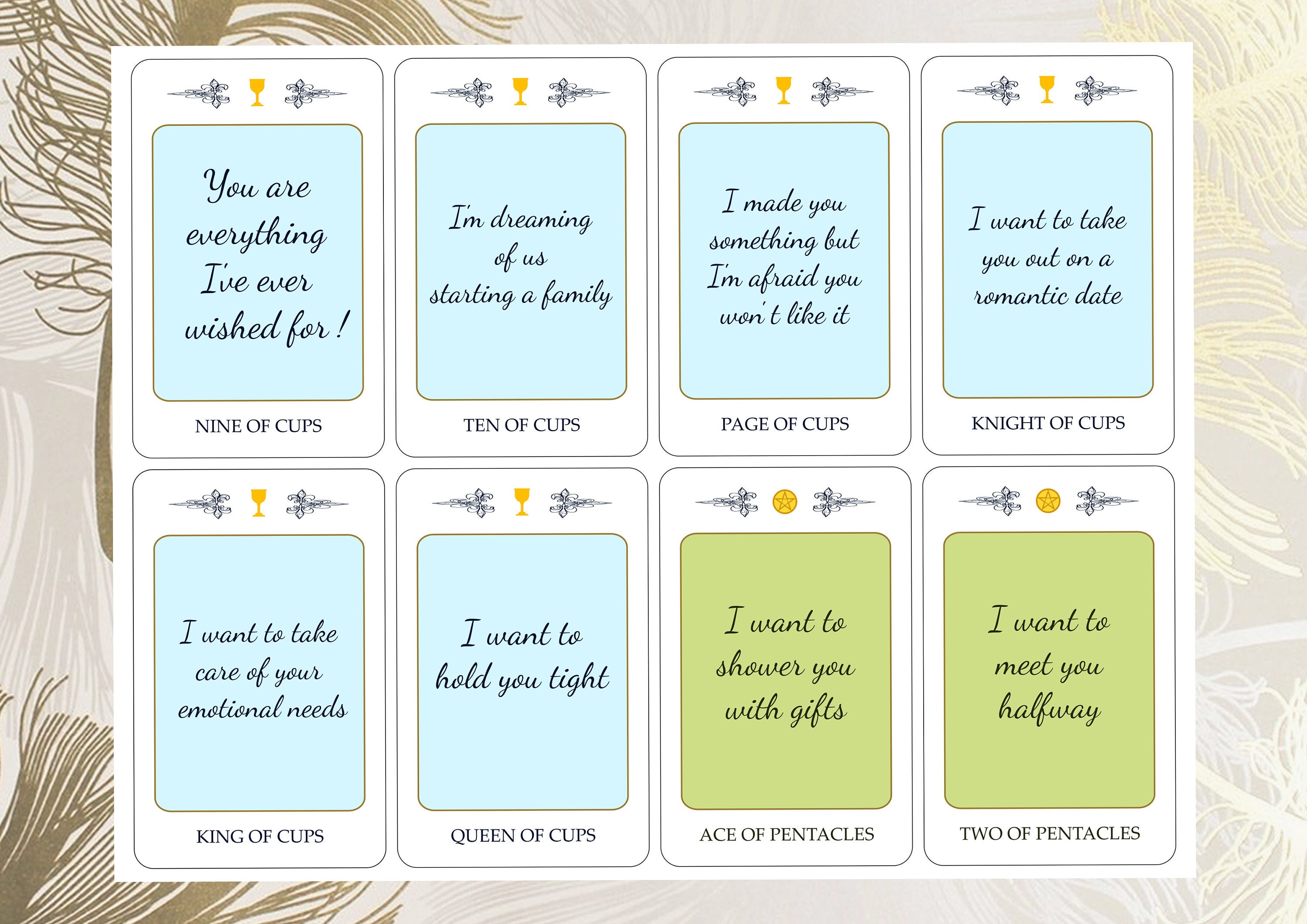 Printable Tarot Cards with Love Messages Digital Download - Etsy España