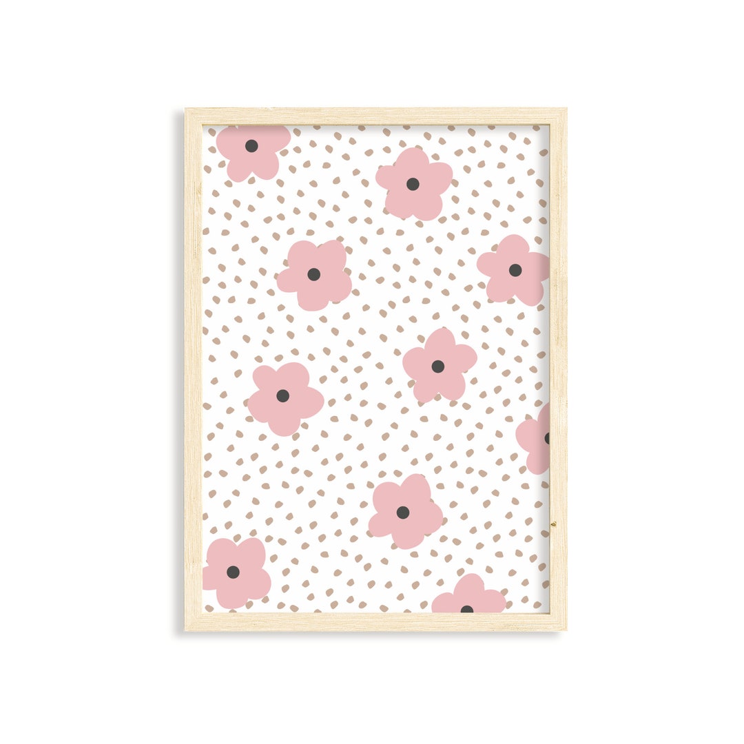 Pink Flowers and Spotty Print - Etsy
