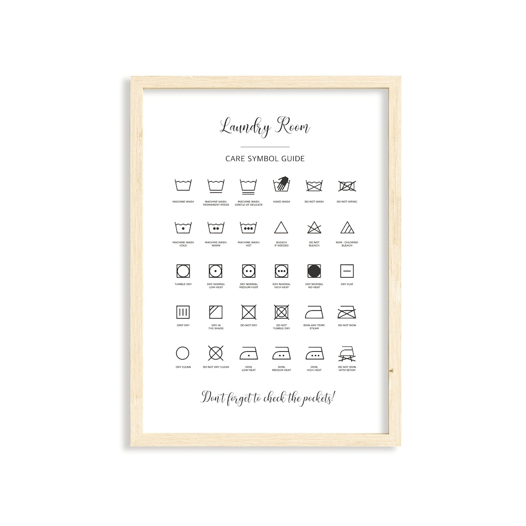 Laundry Sign Print With Care Symbols - Etsy UK