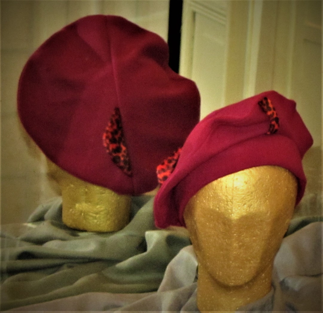 Upcycled Wine Red Wool Mute With Leopard Detail - Etsy
