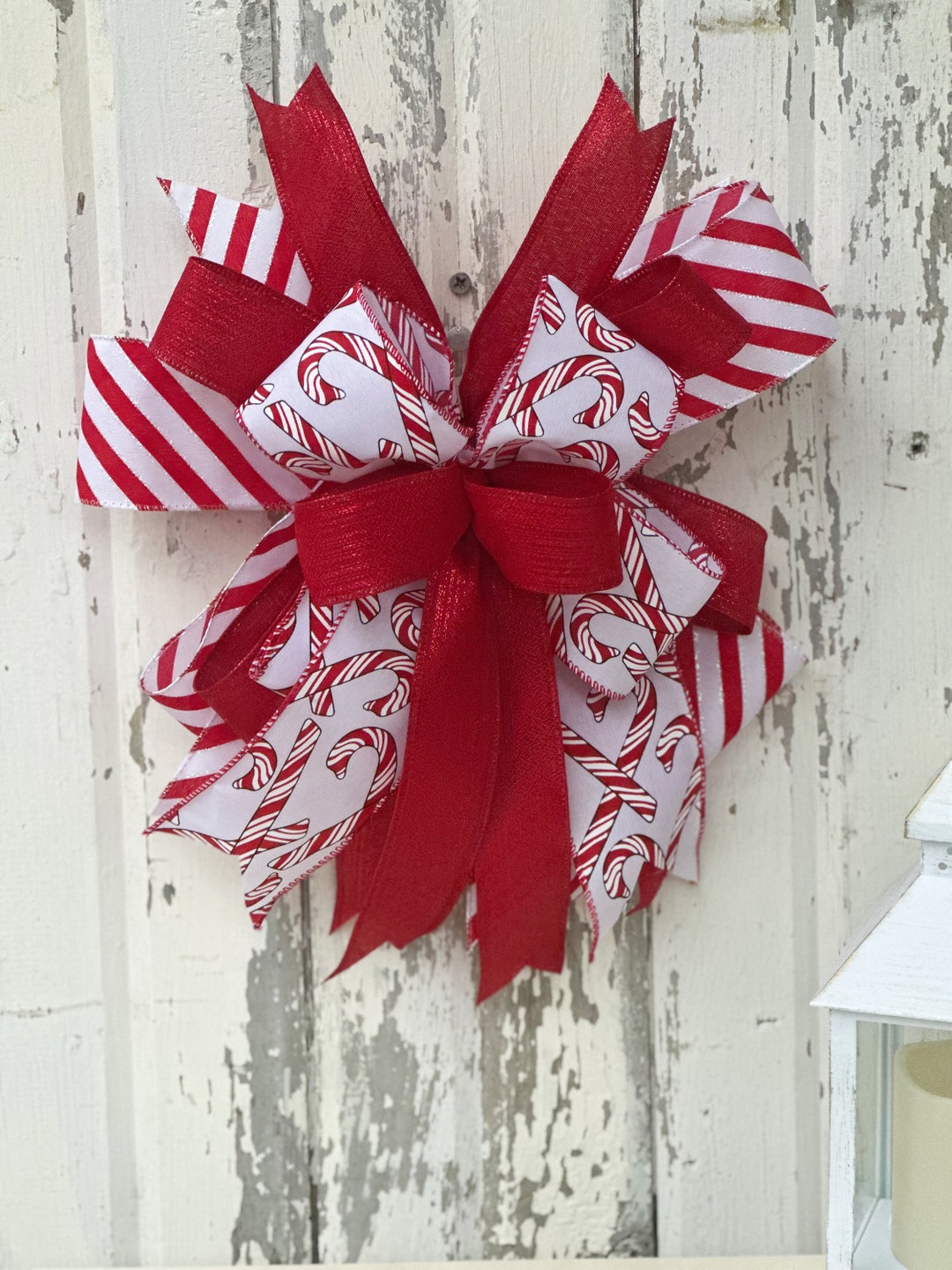 Candy Cane Bow, Candy Land Christmas Bow, Red and White Stripe Candy ...