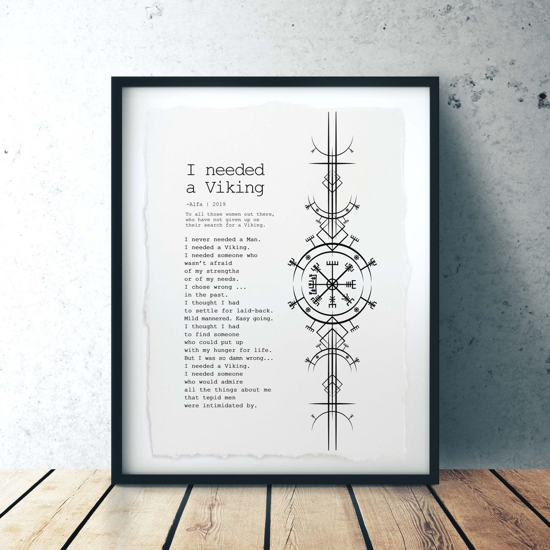 Motivational Poem, I Needed a Viking , by Alfa Wall Art Illustration - Etsy