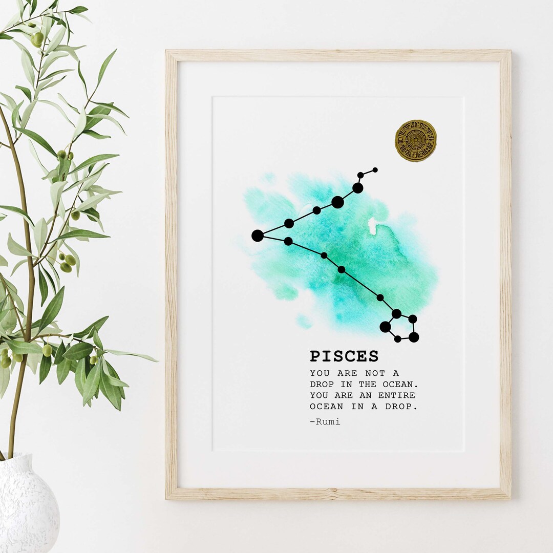 Pisces Zodiac Art Print in Quality Texture Paper Ready to Frame With ...
