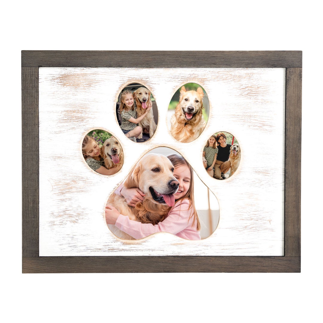 Dog Picture Frame - Paw Print Frame Pet Memorial Frame - Picture Frame ...