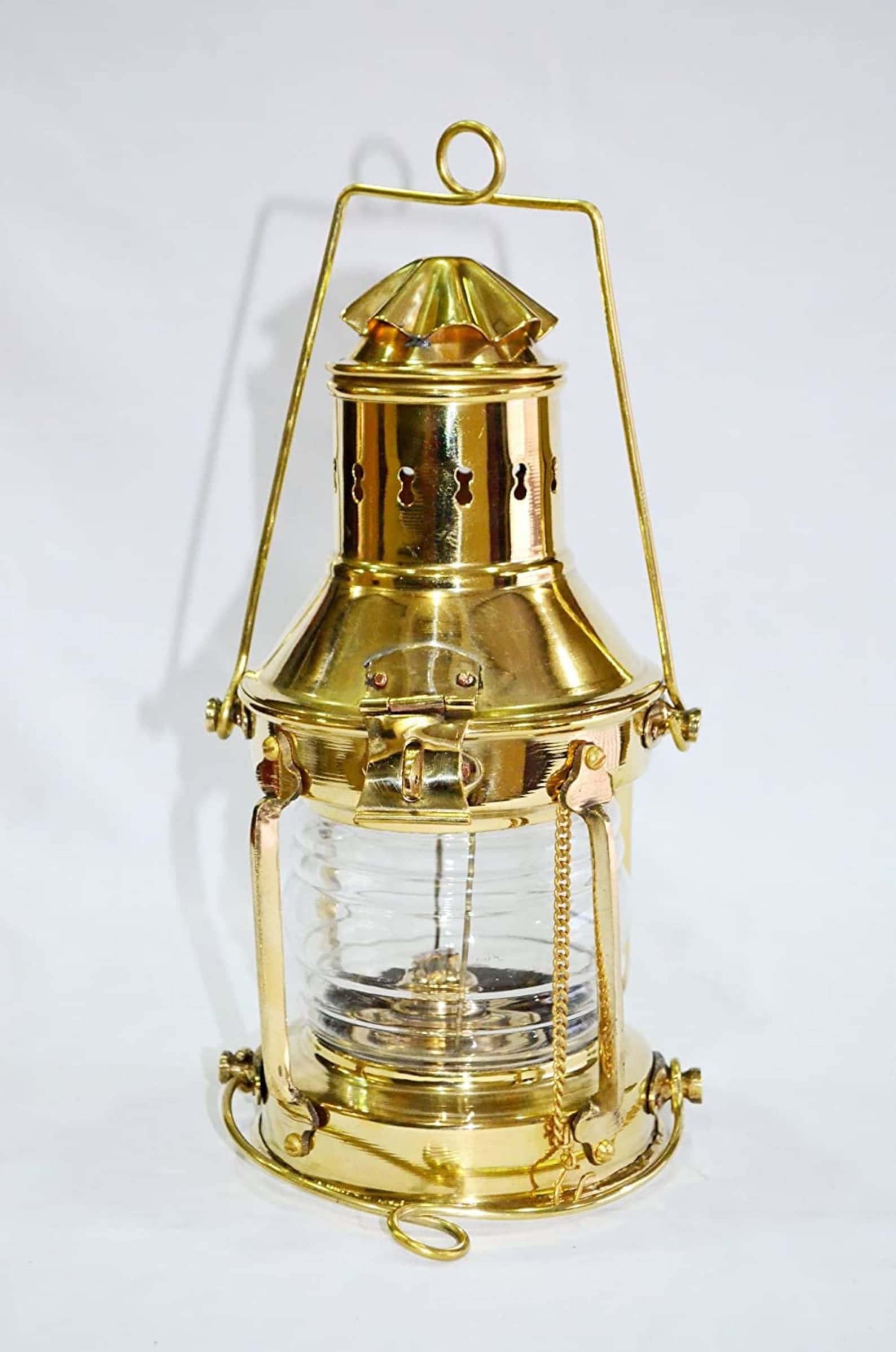 12 Polished Brass Ship Boat Anchor Lantern Nautical | Etsy