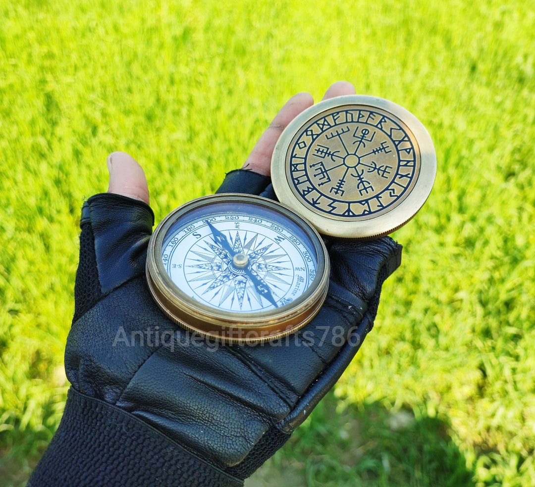 Personalized Nordic Compass, Viking Vegvisir Engraved Compass, Norse ...