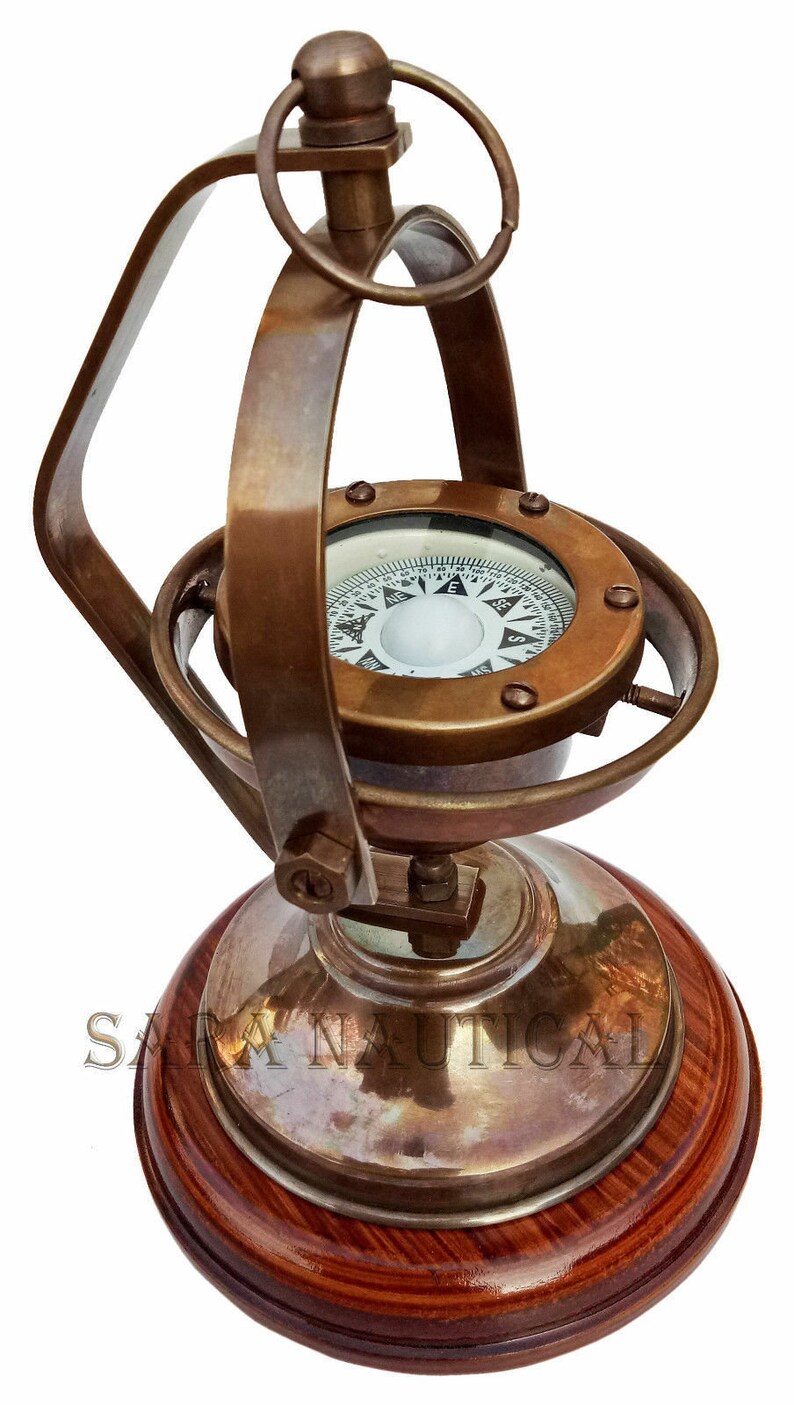 Antique Brass Nautical Gimbal Compass Vintage Ship's | Etsy