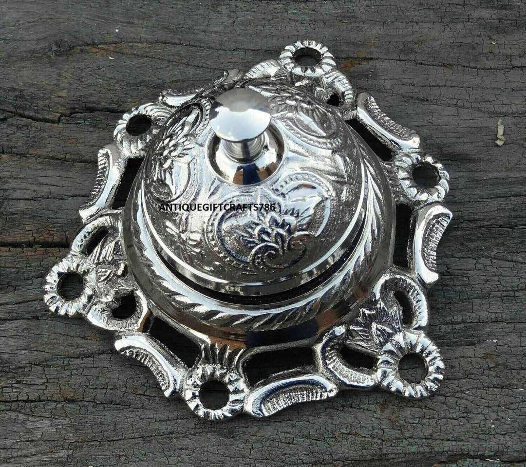 Antique Brass Reception Desk Service Bell Counter Top Ornate Ringer for ...