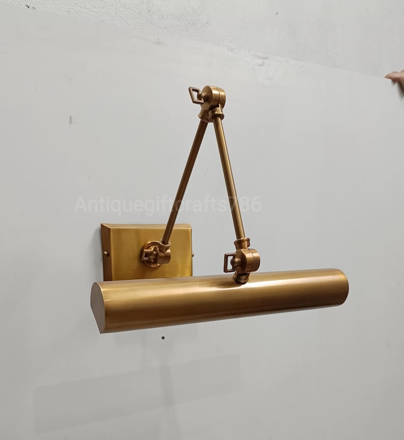 Brass Double Library Picture Light: Adjustable 12" Wall Lamp - Etsy