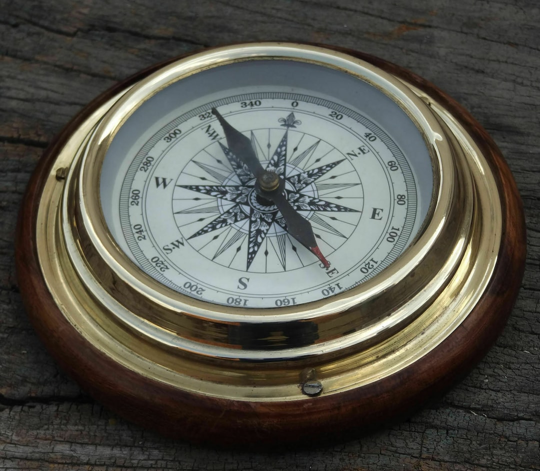 Engraved Brass Compass With Magnifier: Nautical Sailing Gift - Etsy
