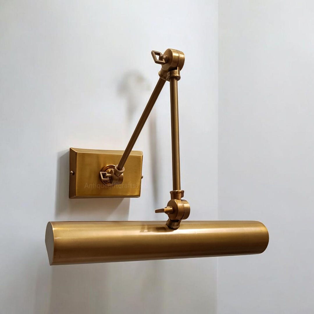 Brass Double Library Picture Light: Adjustable 12" Wall Lamp - Etsy