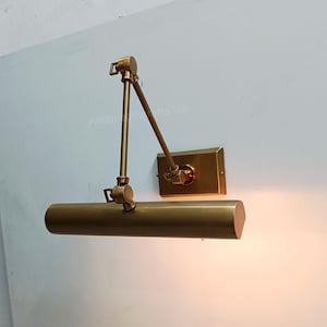 Brass Double Library Picture Light: Adjustable 12" Wall Lamp - Etsy