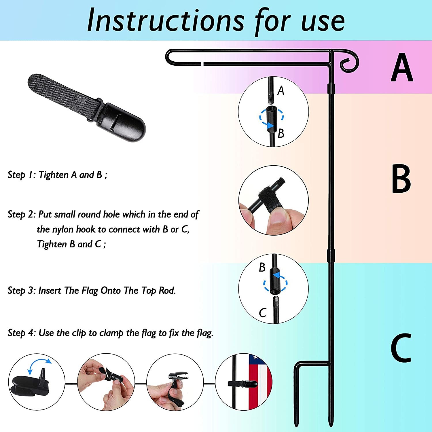 Garden Flag Stand Garden Flag Pole Holder Easy to Install | Etsy