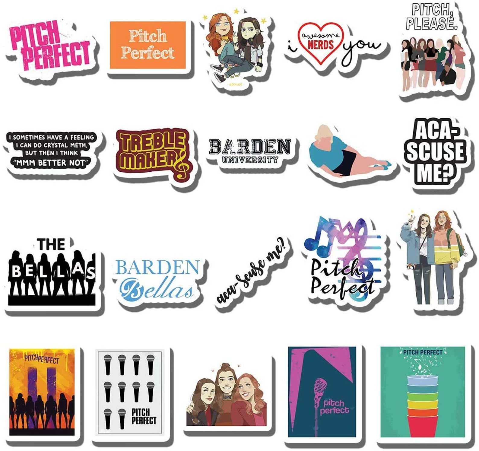 20 PCS Stickers Pack Pitch Aesthetic Perfect Vinyl Colorful | Etsy