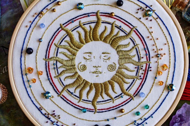Sun Galaxy Hand Embroidery Pattern PDF Download Easy Bead - Etsy