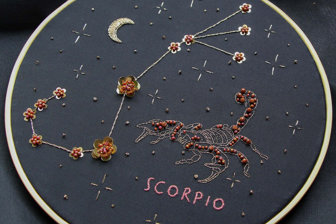 Scorpio Zodiac Hand Embroidery Pattern Downloadable PDF - Etsy