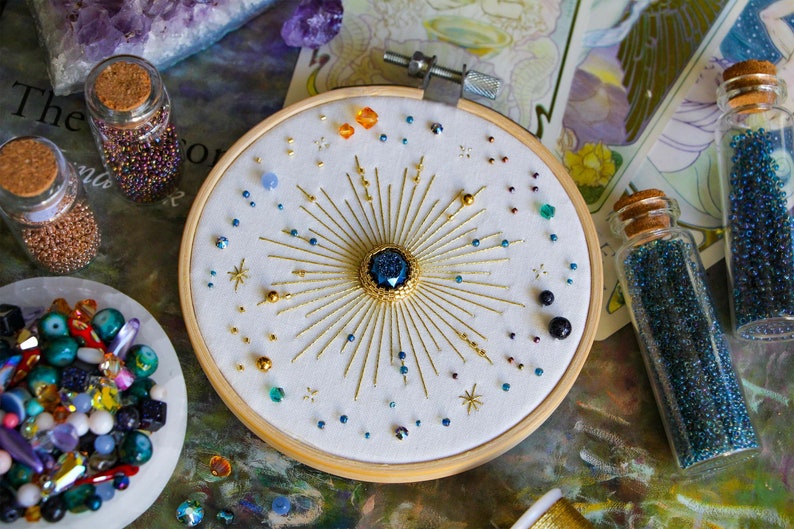 North Star Hand Embroidery Pattern, PDF Download, Easy Celestial Bead ...
