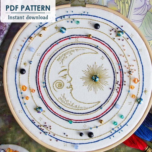 Sun Galaxy Hand Embroidery Pattern PDF Download Easy Bead - Etsy