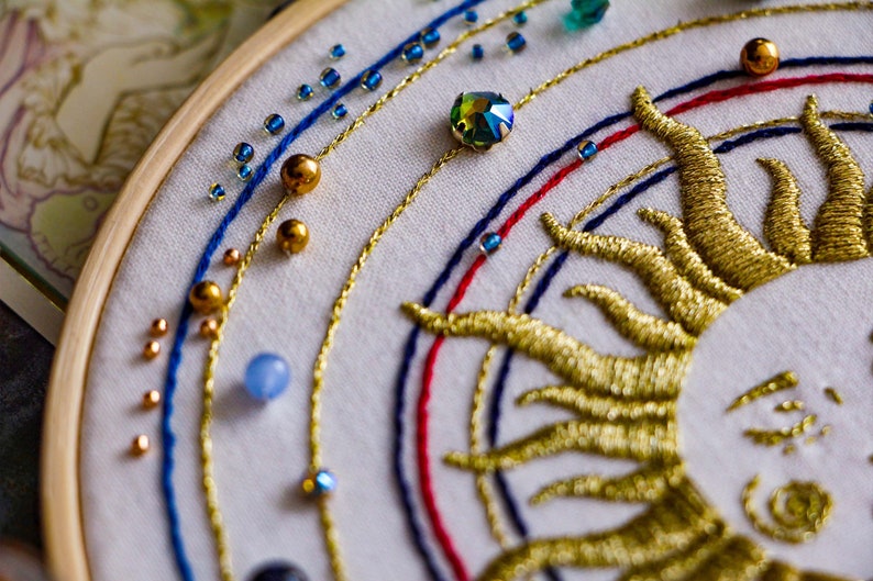 Sun Galaxy Hand Embroidery Pattern PDF Download Easy Bead - Etsy